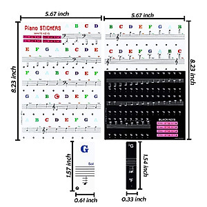 Piano Keyboard Stickers for 88/61/ 54/49 Key,Removable Piano Keyboard Letters for Beginners and Kids
