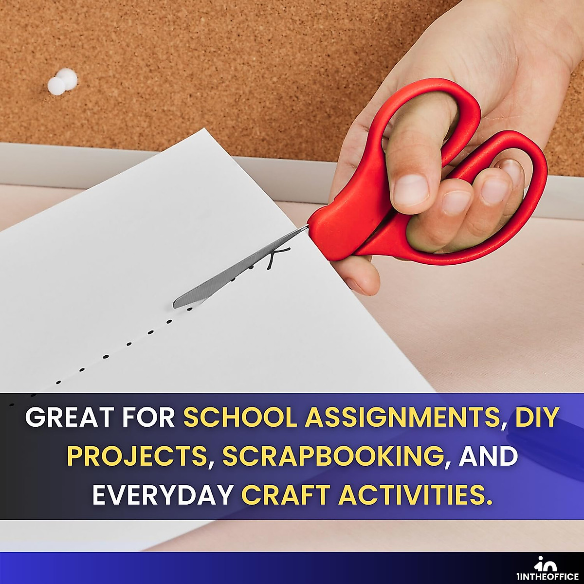 1InTheOffice Scissors for School Kids, Blunt Tip Scissors, Kids Blunt End Scissors, Kids Safe Scissors Kid Scissors Blunt Tip, Small Safety Scissors, Blue (2 Pack)