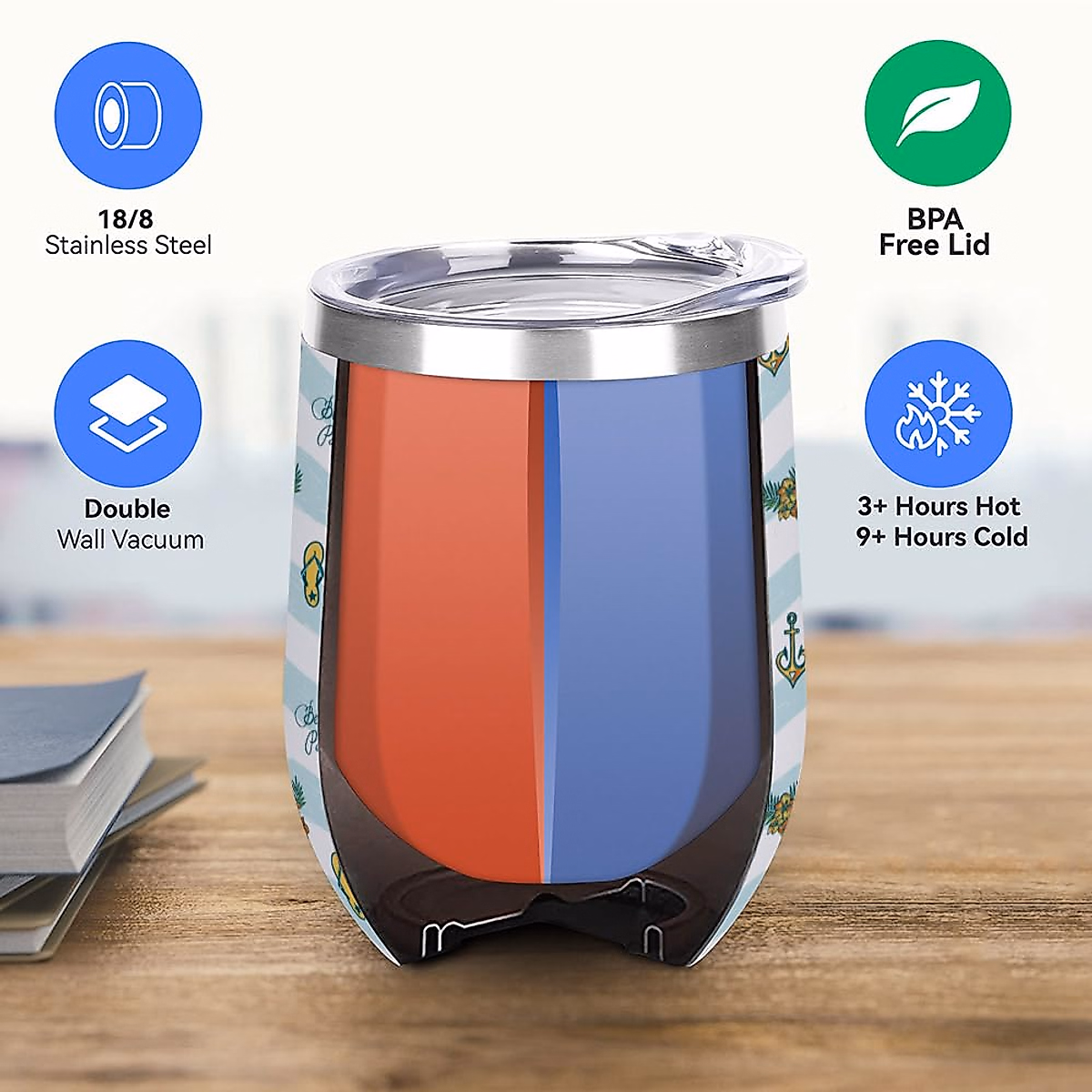 silichee 12 Oz Stainless Steel Stanley Cup with Lid Sketched Bouquet Anchor Beach Flip Sea Summer Ocean Party Marine Insulated Tumblers Vacuum Coffee Mugs for Hot and Cold Drinks,Coffee,Wine