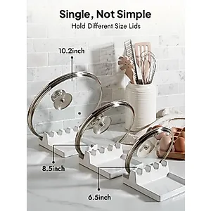 LE TAUCI Ceramic Spoon Rest for Stove Top, Spoon and Lid Rest for Kitchen Counter, Spoon Holder with Drip Pad for Multiple Utensils, Heat-Resistant, Housewarming Present - 6.2 inch, Set of 1, White