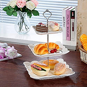 Gukasxi 8 Sets of 3 Tier Cake Plate Stand Handle Cake Stand Hardware Handle, 2 Styles Christmas Party Fruit Cake Plate Handle Cake Cupcake Fruit Tray Stand Handle Plate Hardware Fitting Holder