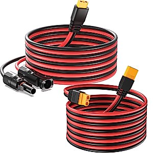 Bateria Power Solar Connector to XT60 Adapter Extension Cable and XT60 Extension Cable XT60 Connector Female to Male Extension Wire, 12AWG 20Feet Solar Panel for LiFePO4 Battery RV