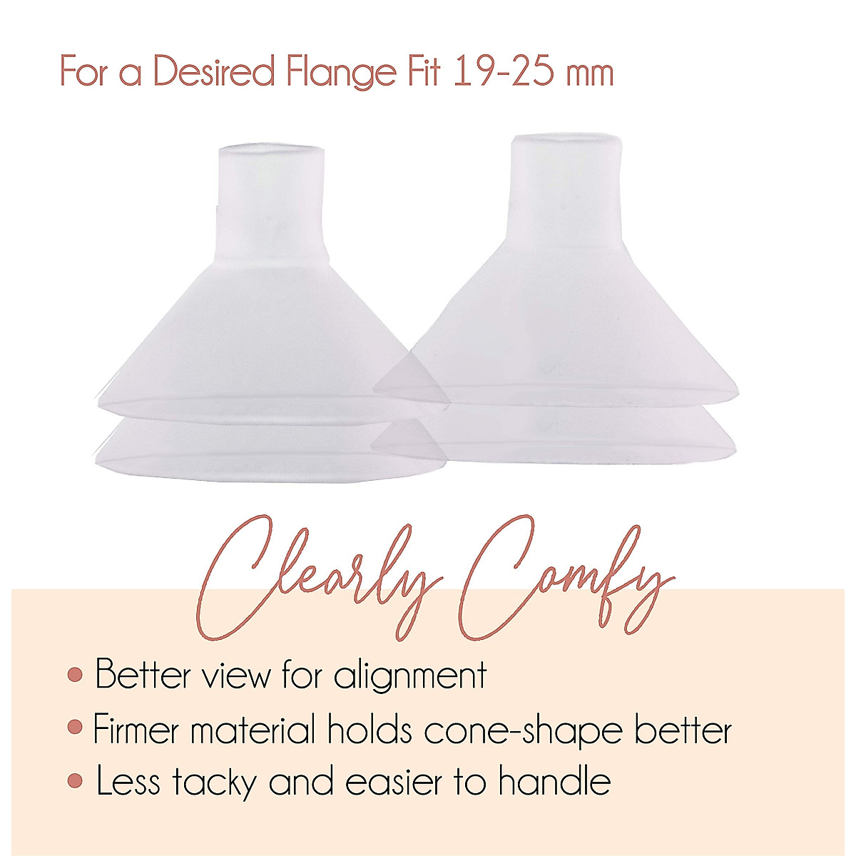 BeauGen Clearly Comfy Breast Pump Cushion – Soft, Stretchy, Clear, and Comfortable Flange Inserts for Improved Comfort and Fit – BPA Free, Food Safe Plastic (2 Pair)