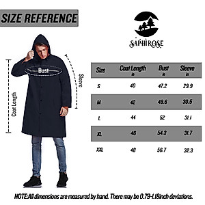 Mens Long Hooded Safety Rain Jacket Waterproof Emergency Raincoat Poncho(Navy,XL)