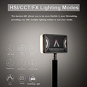 Aputure Amaran AL-MC RGBWW On Camera Video Light, CRI/TLCI 96+, Temperature 3200K-6500K, HSI Mode,Support Magnetic Attraction and App with USB-C PD and Wireless Charging