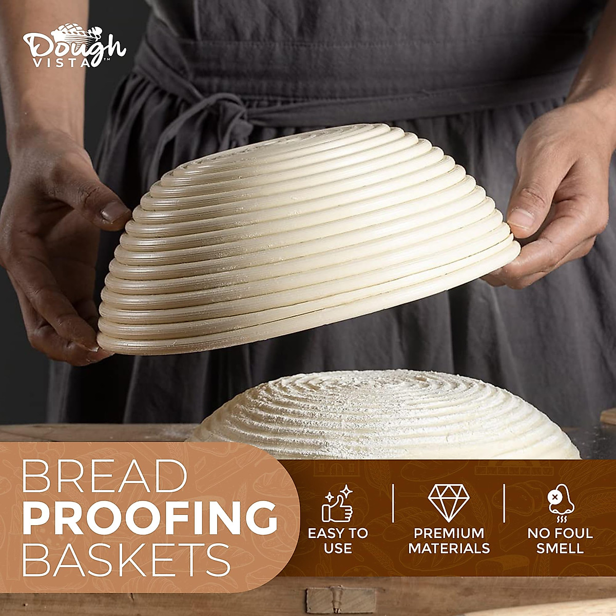 Banneton Bread Proofing Basket, 11 Pc Sourdough Starter Kit, 1 x Round 9 Inch Basket, Lame, Blades, Scrappers, Cotton Cover, Silicone Brush, & More - Sourdough Bread Baking Starter Kit (13)