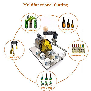 Glass Bottle Cutter for All Shapes, Portable DIY Bottle Cutting Tool Kits for Different Angles, Square & Round Bottle Cutting Machine with Complete Accessories for Beer, Whiskey, Wine…