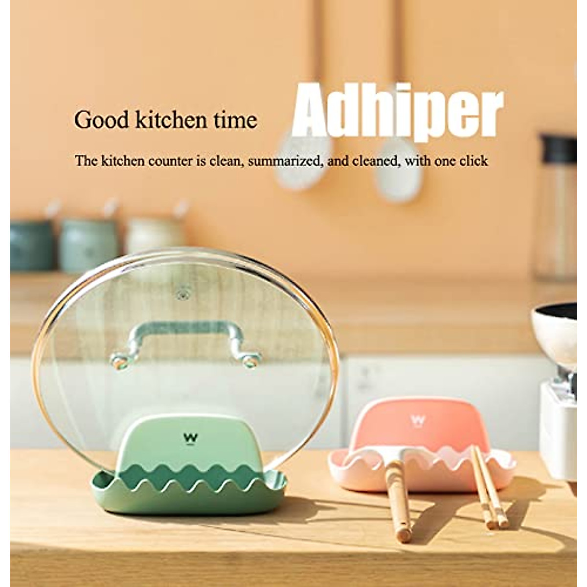 Adhiper-Pot lid holder and Lid and Spoon Holder, Stove receiving water Storage Rack, Anti-staining oil Storage Rack, Pot cover cutting board Storage Rack, Barbecue Storage Rack （Green）