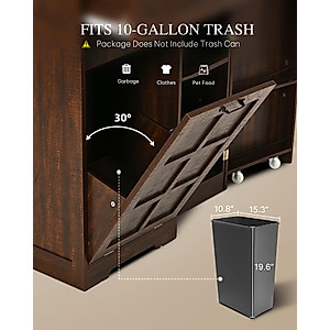 YITAHOME Trash Can Cabinet with Drawers, Tilit-Out Hidden Garbage Bin Cabinet Kitchen Island with Drawers, Shelves, Self-Standing Laundry Hamper, Recycling Cabinet with Drawer, Storage Rack Brown Oak