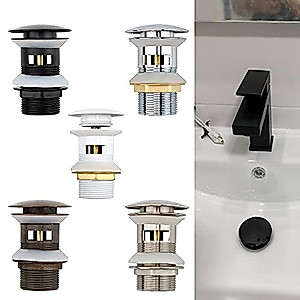 Stainless Steel Basin Sink Drain Stopper Up Drain with Overflow Slotted Washbasin Sink Plug Vanity Sink Waste Drainer (A)
