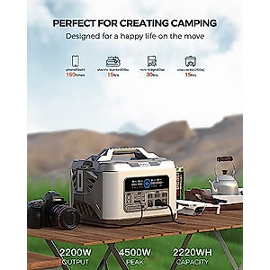 Steelite Portable Solar Power Station, 2220Wh Solar Generator with 6 2200W AC Outlets Peak 4500W, 18-Port Lithium Battery Backup with LED Light for Outdoor Camping, Home Use, Emergency