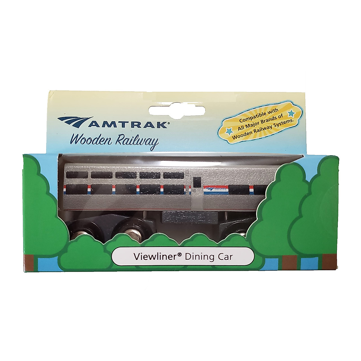 Amtrak Diner Wooden Train Viewliner Dining Car 4.25 inch Compatible with Other Railroads