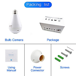 WiFi Bulb Camera 360 Degree Panoramic, COSULAN Security Camera Light, 960P HD Surveillance Light Camera with Motion Detection/Foodlight Night Vision/Cloud & SD Card Storage/Alert events/V380 APP&PC/C9