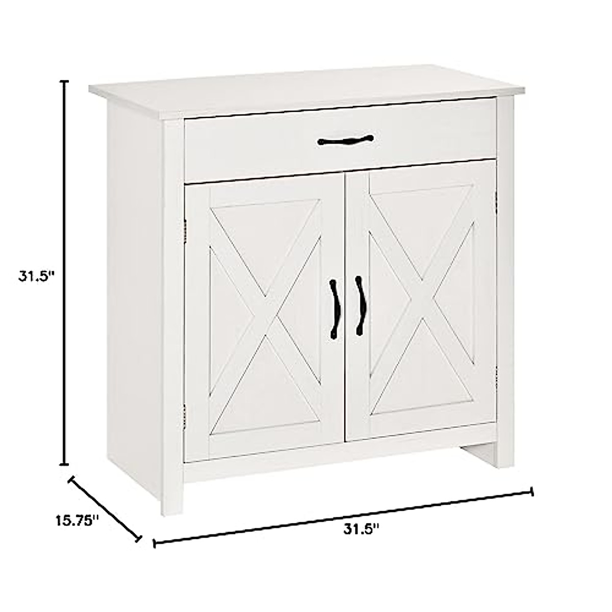 HOMCOM Farmhouse Sideboard Buffet Cabinet, Barn Door Coffee Bar Cabinet with Drawer and Adjustable Shelf, Kitchen Cabinet for Living Room, Entryway, White Wash