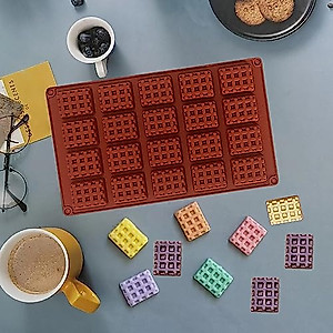 HYCSC Silicone Waffle Mold, 20 Cavities Mini Square Waffle Maker Silicone Mold, Non-Stick Waffle Tray for Making Waffle Cookie, Chocolate, Candy, Soap, Wax Mold(2Pcs)