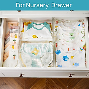 Vtopmart 8 Pack Drawer Dividers for Clothes, Adjustable 4" High Expandable from 10.6"-17" Dresser Drawer Organizer, Clear Plastic Drawer Separators for Baby Clothes, Underwear, socks, Easy to Assemble