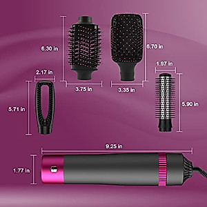 Hair Dryer Brush 4 in 1 Blow Dryer Brush Negative Ionic Hot Air Brush Kit Hair Dryer & Volumizer with 4 Detachable Brush Heads for Straightening Curling Styling