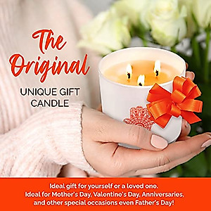 Moroccan Amber Scented Candles with 3 Wicks, Hand-Poured Aromatherapy Candle, Aesthetic Candles with Hamsa Design, Large Candle Made of Palm Wax, 50-Hour Burn Time, 14oz - OneSoul Collection