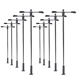 LQS11W 10pcs Model Railway Train Lamp Post Street Bright White Lights N TT Scale LEDs New