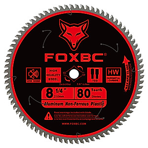 FOXBC 8-1/4 Inch Metal Cutting Table Saw Blade 80-Tooth TCG for Aluminum, Copper, Plastic, Brass, Fiberglass with 5/8-Inch Arbor