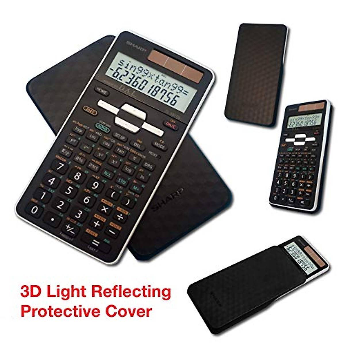 Sharp EL-531TGBBW 12-Digit Scientific/Engineering Calculator with Protective Hard Cover, Battery and Solar Hybrid Powered LCD Display, Great for Students and Professionals, Black,Black and White