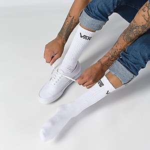 Vans Men's Classic Crew Socks (3 Pairs), White, Size 6-9.5
