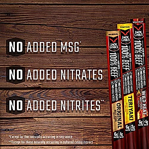 Jack Link's Beef Sticks - Includes (9) Original, (7) Teriyaki, (4) Wild Heat‚ Protein Snack, No Added MSG – 0.92 Oz. (20 Count)