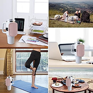 Water Bottle Pouch for Stanley 40 oz Tumbler with Handle - Gym Accessories for Women, Cup Belt Bag Compatible with Stanley/Simple Modern Tumbler Accessories(Pink)