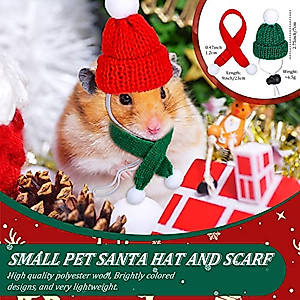 12 Pcs Small Animal Christmas Costume Pet Santa Hat with Scarf Bowties Ferret Christmas Hat Guinea Pig Costume for Hamster Guinea Pig Chinchilla Hedgehog Kitten Small Pet Xmas Party Supplies