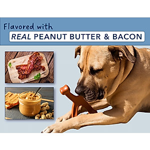 Peanut Butter & Bacon Flavored Dog Chew Toy for Aggressive Chewers - Tough Dog Bone - Heavy Duty and Durable Dog Toy - Nylon Bone Chew Toy for Medium Dogs and Large Dogs