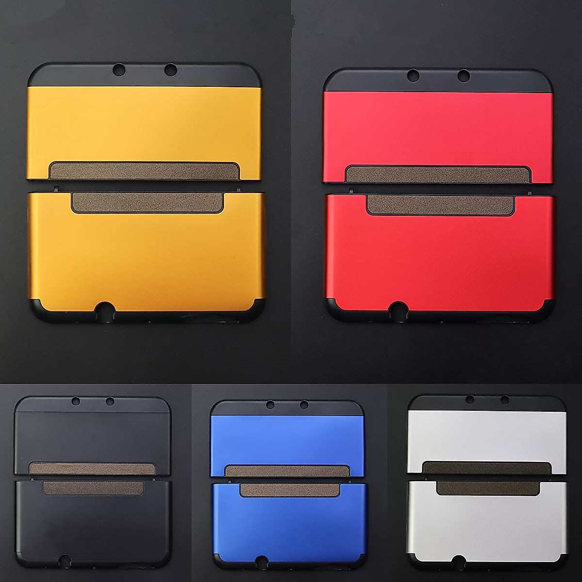 Aluminium Alloy Protective Case Front Back Faceplate Plates Top & Bottom Battery Housing Shell Case Cover Shockproof Hard Shell Skin for New 3DS XL LL Console 2015 - Blue