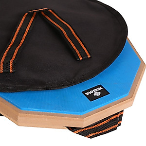 12 inch drum pad,double sided drum pads,snare drum pad with drumsticks and storage bag for drum practice beginner (12'', Blue)