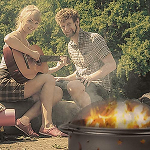 Wostore 36 inch Star&Moon Outdoor Fire Pit Bronze Cauldron Camping Bonfire Patio Backyard Fireplace with Spark Screen and Poker Wood Burning Firebowl Marshmallow Roasting Campfire Black