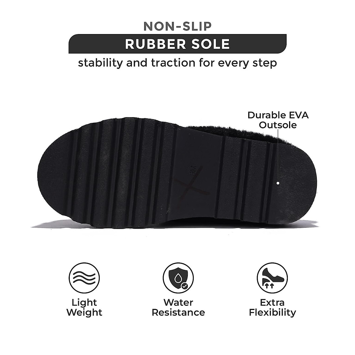 Project Cloud Genuine Suede Slippers for Women Indoor Outdoor Fuzzy Slippers - Platform Sandals Women Footwear - Memory Foam Insole Womens Sandals, Water-resistant Womens Slippers (Snowy, Black, 9)