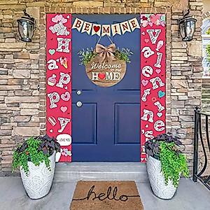 Interchangeable Welcome Home Sign, Seasonal Front Porch Door Decor With 21 Changeable Icons for Halloween /Christmas/Independence Day, Rustic Wood Wreaths Wall Hanger for Housewarming Gift (12in)