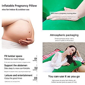 MJMH Updated Large Inflatable Pillow Flocked Fabric Pregnancy Pillow Maternity Pillow Nursing Pillow Sleeping Pillow Body Pillow Travel Pillow Home Use and outdoor Use 55 inch US Stock (Green)