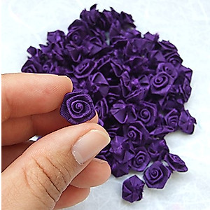 100 Assorted Tiny Satin Ribbon Rose Bows Diameter 10 mm. Tiny Embellishment Craft Artificial Applique Wedding