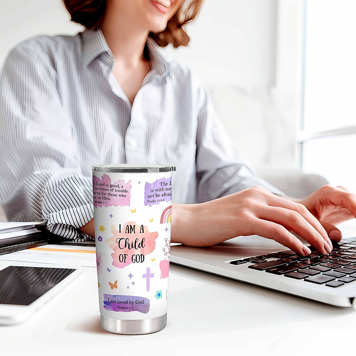 WIPI Christian Tumblers for Women With Sayings, Inspirational Gifts for Women Men Friends Family and Loved Ones, Bible Verse Tumbler 20 Oz, Christian Easter Gifts for Kids and Adult