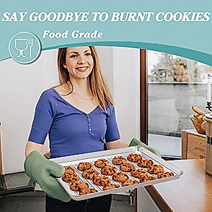 Baking Sheet Cookie Sheet Set of 2, Deedro Stainless Steel Baking Pan Professional Oven Tray Half Sheet Rectangle Size 17.3 x 12.3 x 1 Inch, Nontoxic & Rust Free & Dishwasher Safe