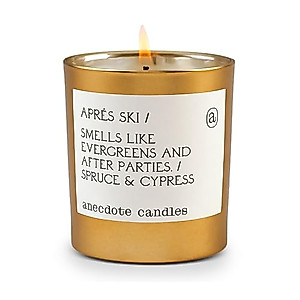 Anecdote 'Apres Ski' Coconut Soy Wax Candle Jar | Premium Hand Poured & Long Burning | Spruce & Cypress Scent | Phthalate-Free | for Home, Office, Gift - 9 Oz