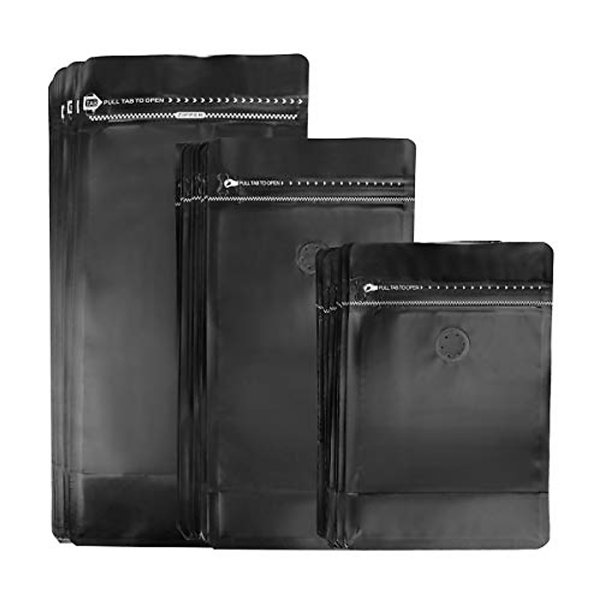Coffee Bags 30 Pack Different Sizes 8oz 16oz 32oz Resealable Stand Up Zip Lock Pouches Airtight Food Storage Bags Coffee Bean Flower Tea Snack Dried Fruit Food with Degassing Valve (BLACK)