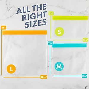 Pack of 10 Freezer Bags - BPA-FREE - Reusable Food Grade Storage Bags - Leakproof, - 2 Gallon Size, 4 Snack Size, 4 Sandwich Bags.