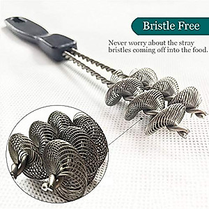 Grill Brush for Big Green Egg Stainless Steel Barbecue Grill Brush BBQ Grill Cleaning Bristle Free Brush 7.5" Long Handle Cleaner for Big Green Egg ,Weber,Stainless Steel& Porcelain Barbecue Grates