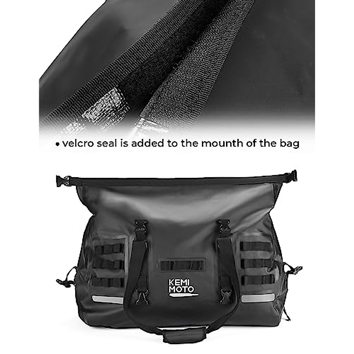 KEMIMOTO Motorcycle Dry Bag 50L, 500D PVC Waterproof Duffel Bag Motorcycle Luggage Travel Tail Bag Back Seat Rack Trunk Bag Comapatible with Touring Adventure for Motorcycle Trip Camping Rainproof