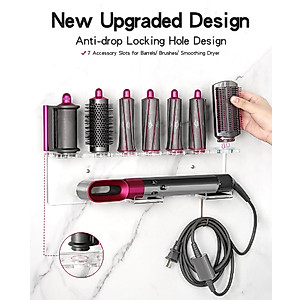 Affogato Acrylic Wall Mount Holder Compatible with Dyson Airwrap Styler and Accessories Organizer Rack for Wand Brushes Barrels, Clear