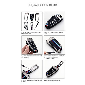 Bradegeve Key Fob Cover Case, Keychain, Metal Shell Cover Compatible for BMW 2 5 6 7 X1 X2 X3 X5 X6 X7 Series (Gunmetal)