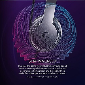 MSI IMMERSE GH40 ENC AM - Active ENC with Environment Noise canceling, Virtual 7.1 Surround,Light Weight & Self-Adjusting Headband