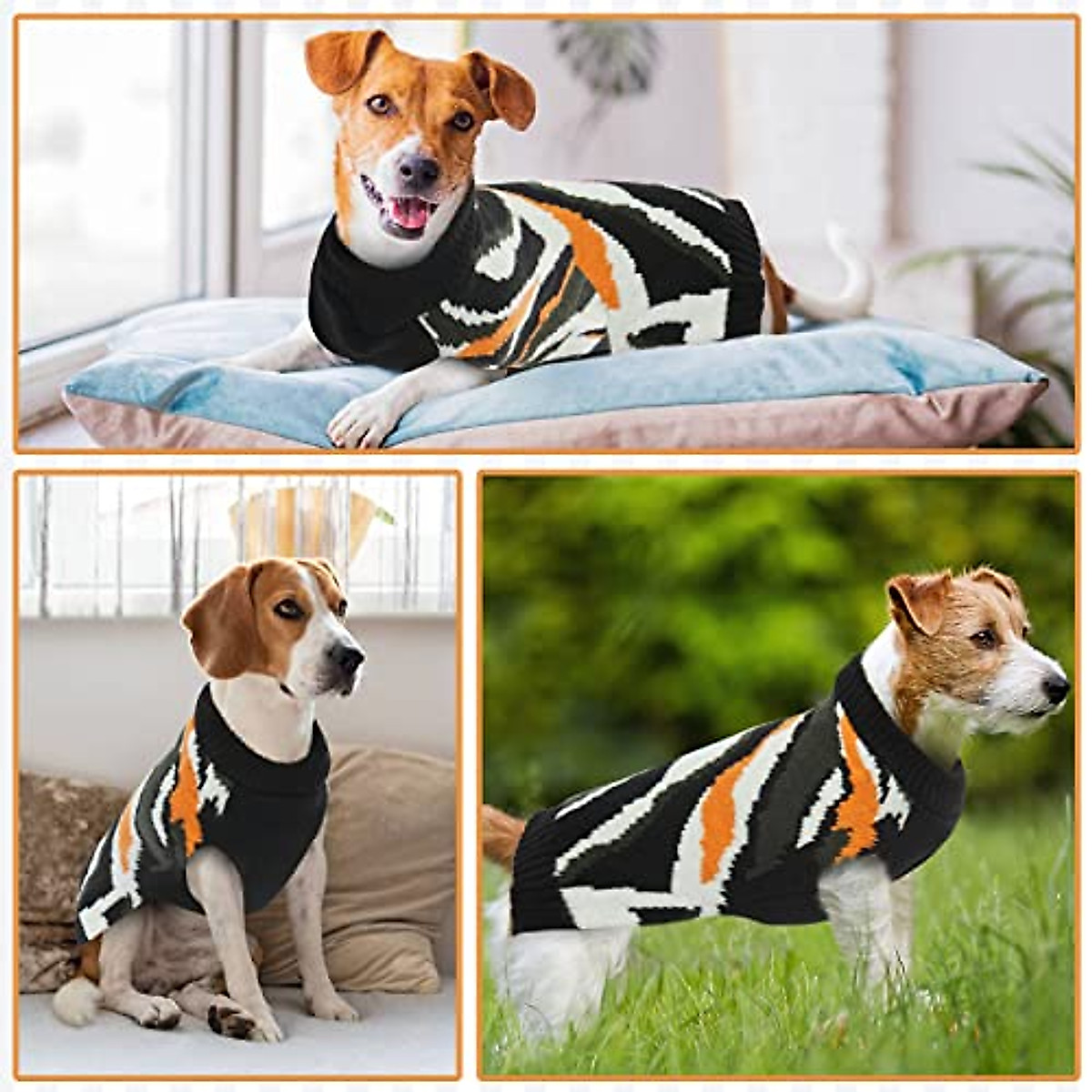 Yagamii Dog Sweater Warm Turtleneck Knitted Pet Sweaters Soft Knitwear Winter Dog Clothes Pullover Classic Coat Clod Weather Clothes for Small Medium Sized Thickened Dog Vest Costume