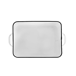 Creative Co-Op Farmhouse Enameled Metal Bread Box with "Bread" Message, White