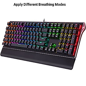 Rosewill Mechanical Gaming Keyboard, RGB Backlit Clicky Computer Mechanical Keyboard for PC, Laptop, Mac, Rainbow LED Modes with Side Backlight & Software Suite for Customization – Brown Switch